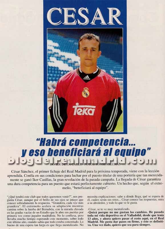 César Sánchez - Revista Oficial del Real Madrid (2000) | Blog del Real ...