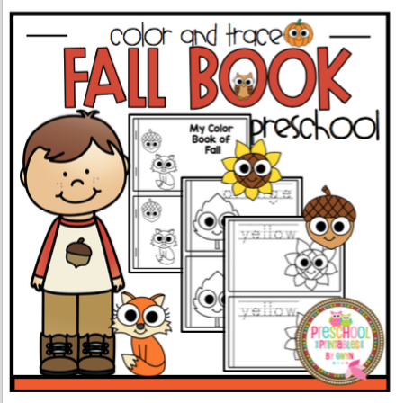 Fall Color and Trace Book ~ Preschool Printables