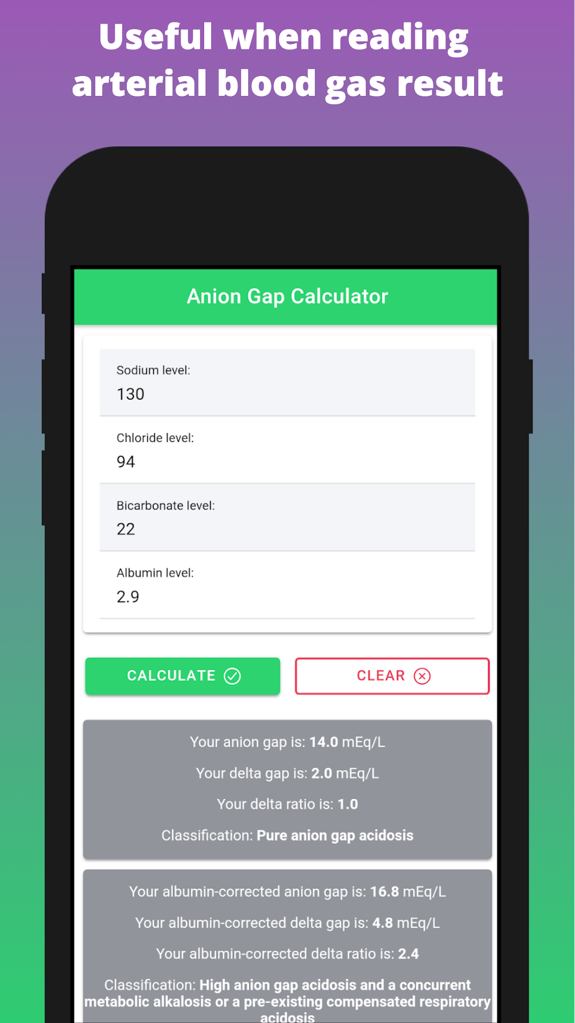 Anion Gap Calculator - Acid Base Balance ~ iMedical Apps