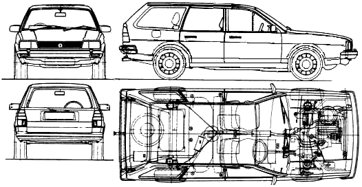 VW Cars - VW Passat: Volkswagen Passat Variant Wagon blueprint drawing