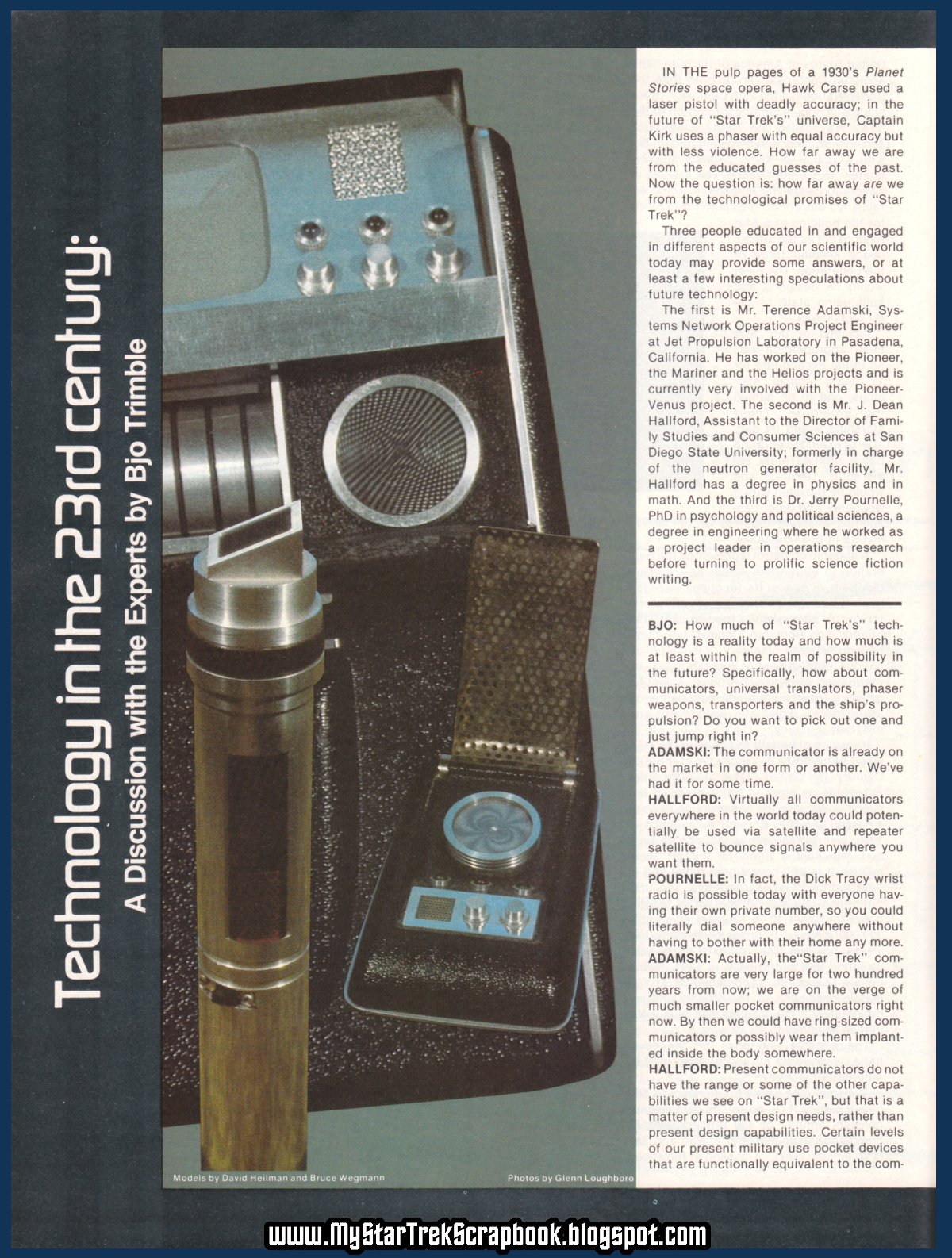 My Star Trek Scrapbook: 1978 Article: The Technology Of Trek