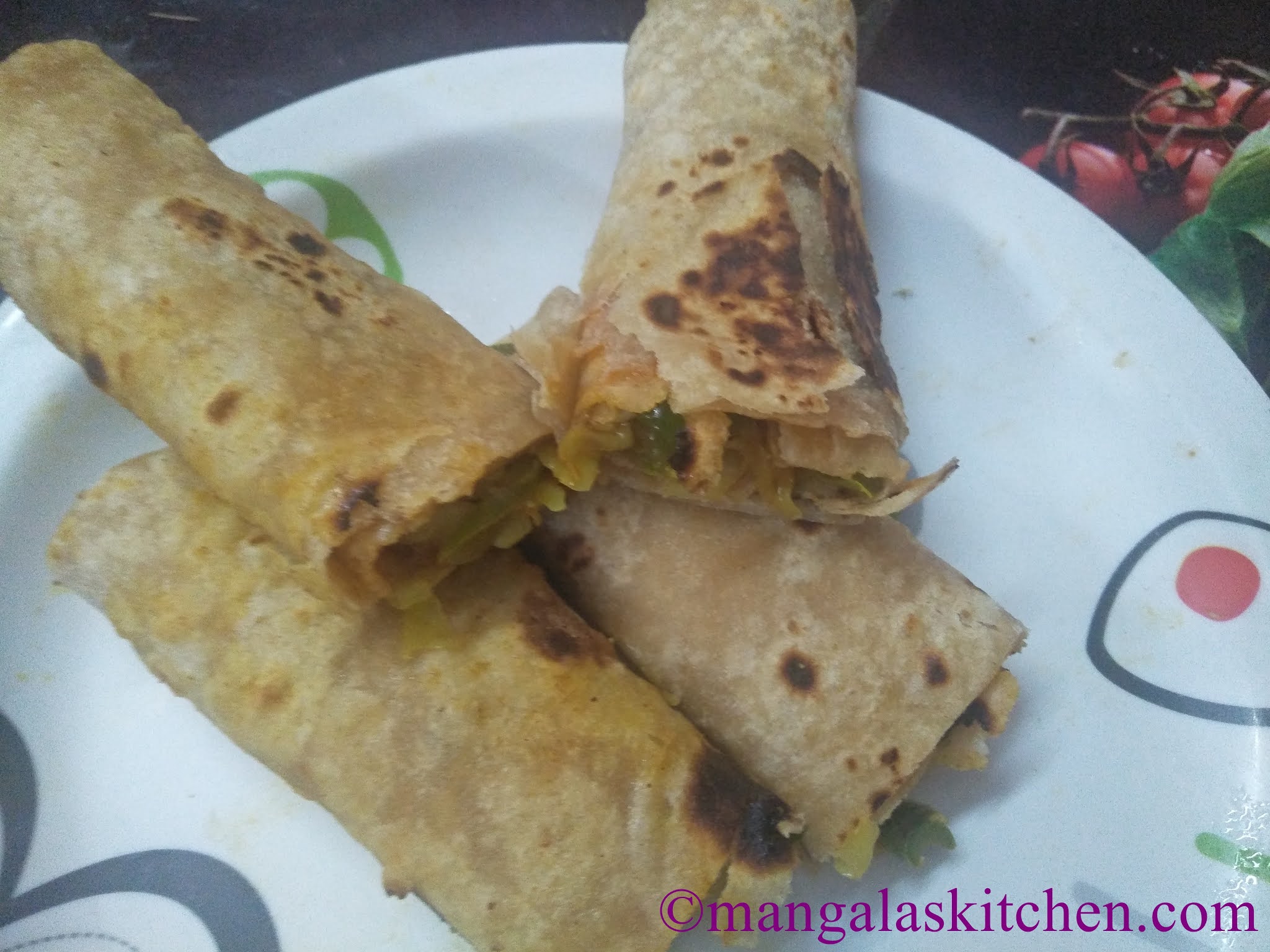Vegetable Roll | Katti Roll | Chapathi Veg Roll ~ Mangala's Kitchen