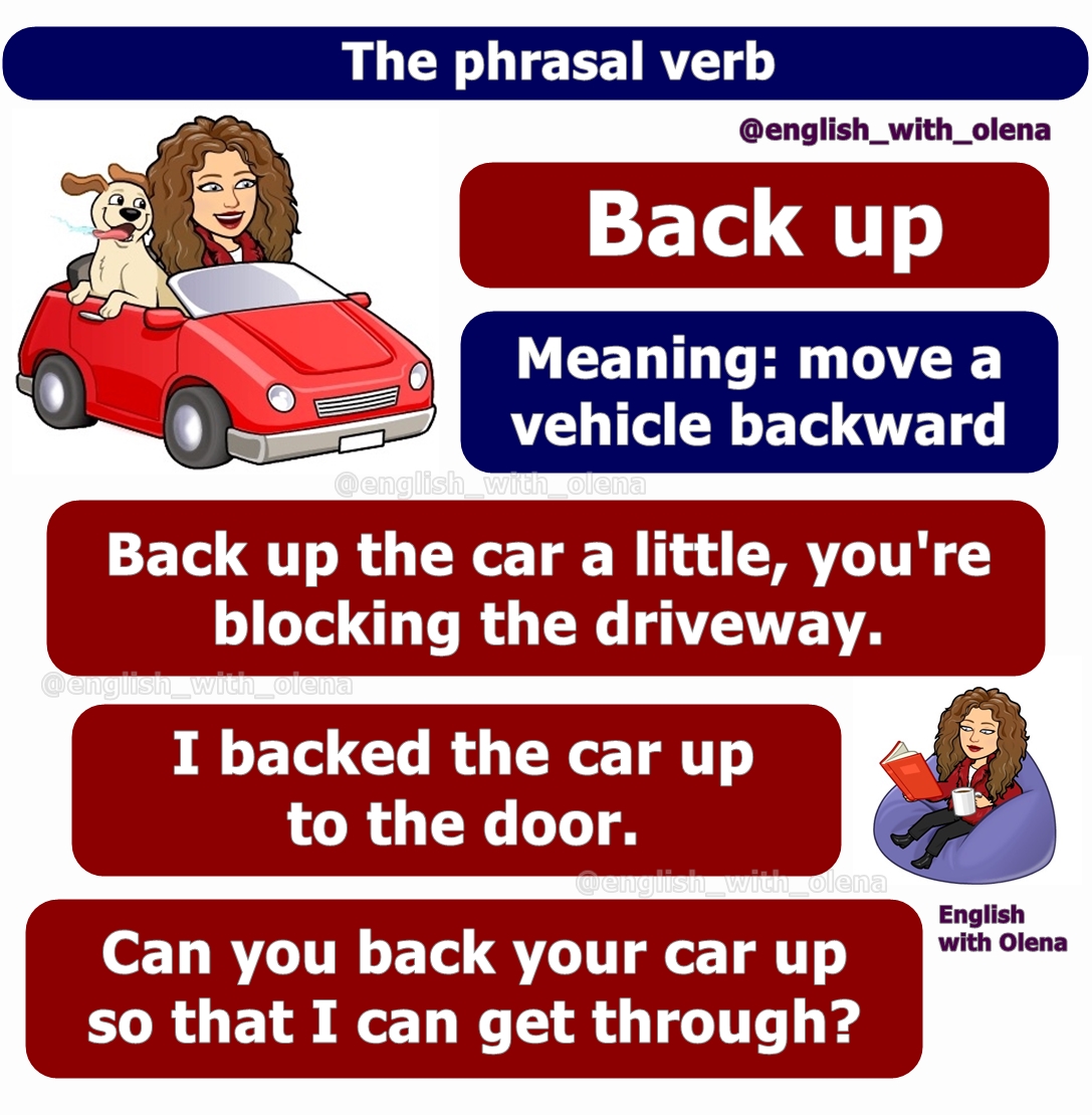 English With Olena The Phrasal Verb Back Up english-with-olena-the-phrasal-verb-back-up