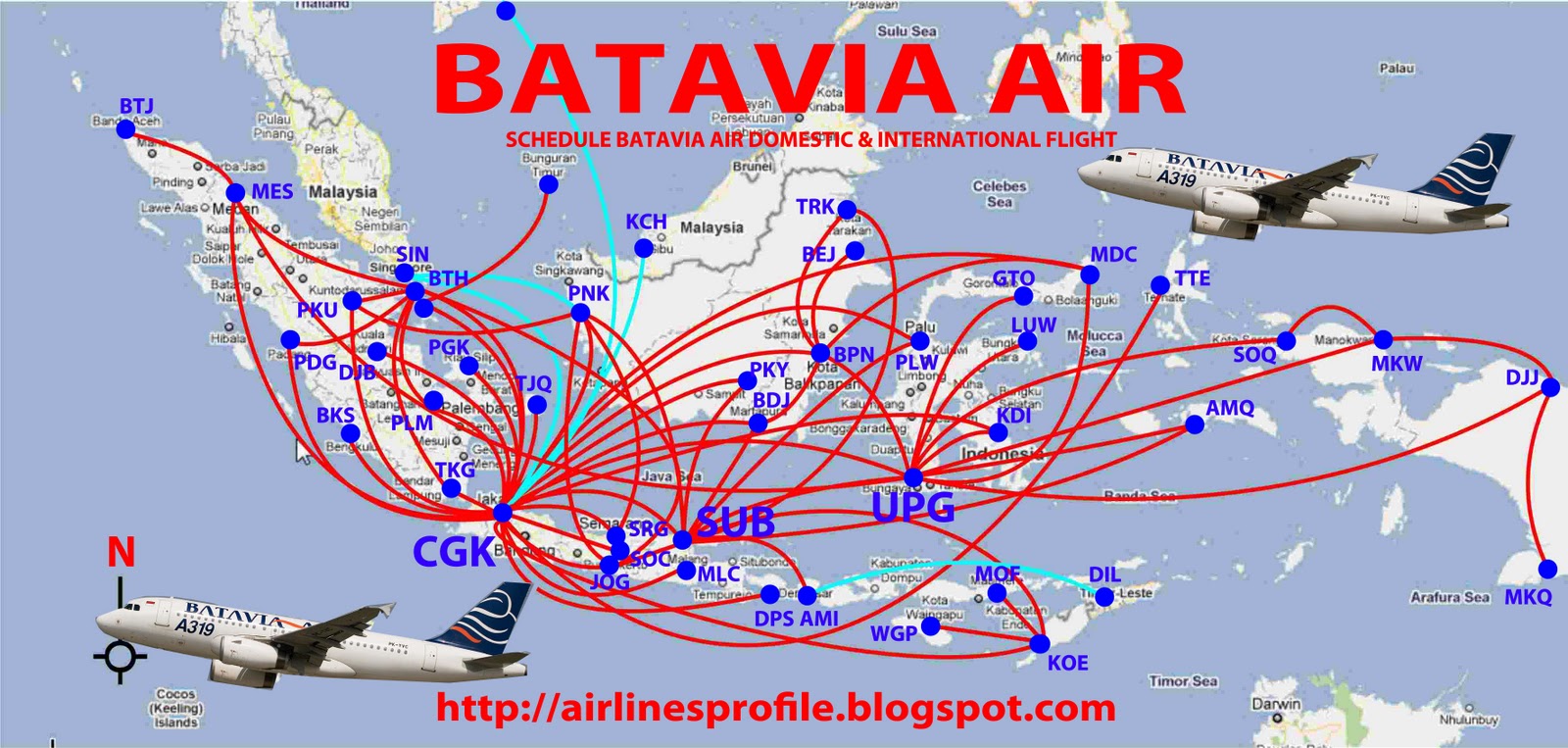 rute pesawat: Rute Penerbangan Batavia Air