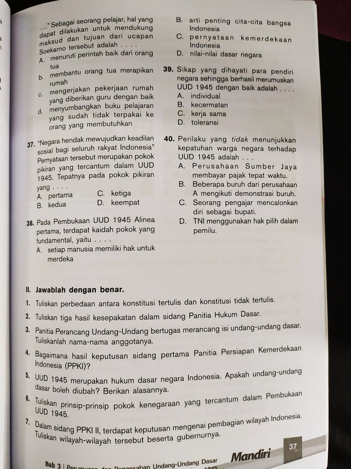 PPKn Pedia: LATIHAN SOAL PENILAIAN HARIAN PPKn BAB 3 KELAS 7 SMP PPKn Pedia: LATIHAN SOAL PENILAIAN HARIAN PPKn BAB 3 KELAS 7 SMP