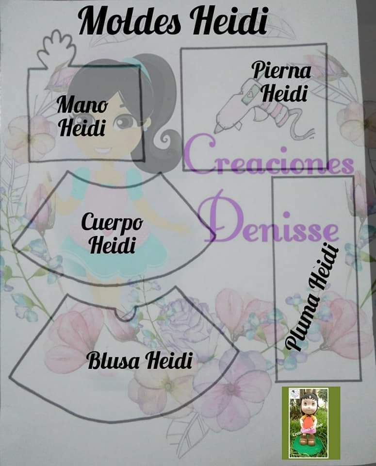 Menina Heidi de EVA: Molde grátis