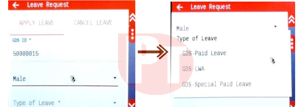 HR – Apply Leave using RICT Device