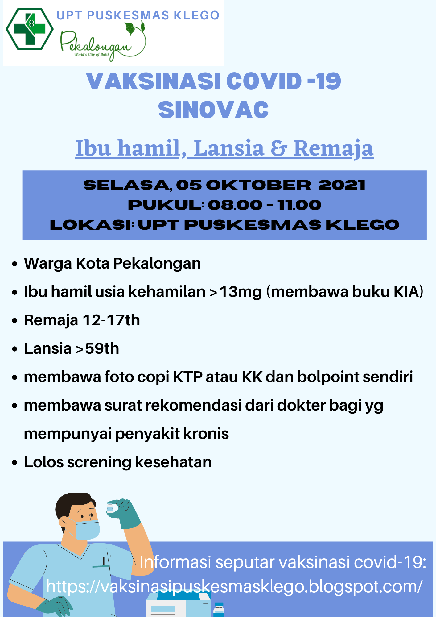 Pusat Informasi Vaksinasi COVID-19 UPT Puskesmas Klego
