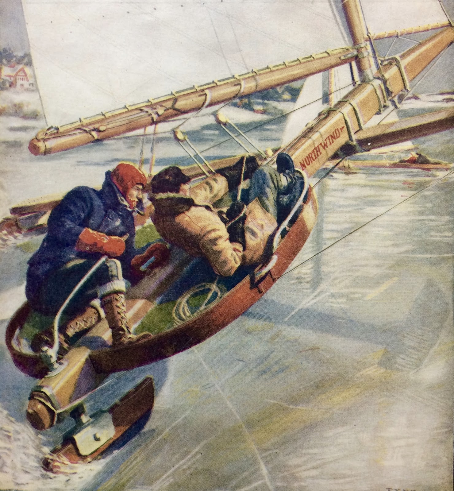 White Wings and Black Ice : Ice Boating Art & Illustrations