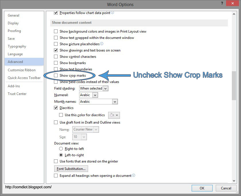 Menyembunyikan Crop Marks Pada Office Word 2013 ~ Computer Idiot