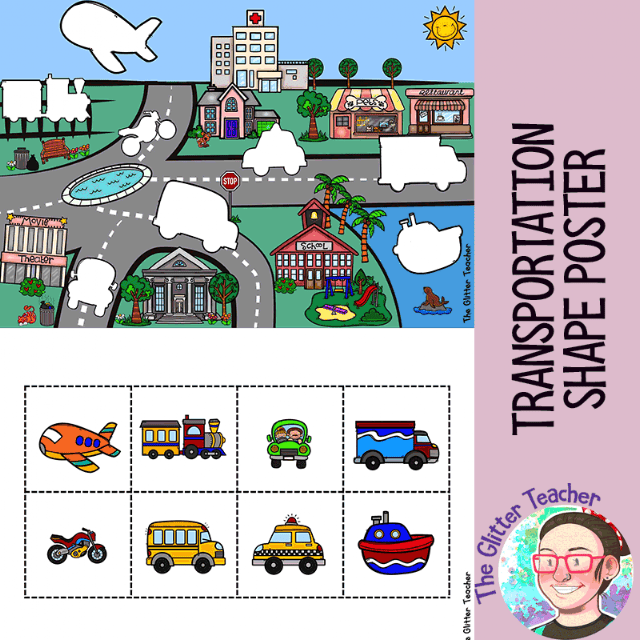 2 Juegos de siluetas de los medios de transporte - The Glitter Teacher