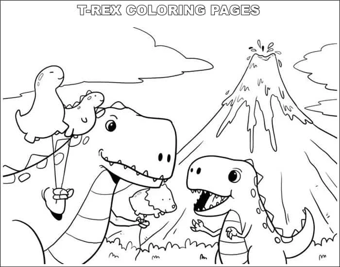 Collection of Printable T-Rex Coloring Pages - Yuk Sebar