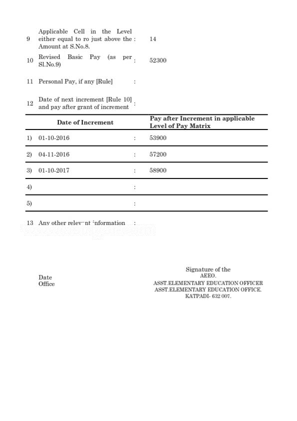 TN 7Tth PAY COMMISSION - PAY FIXATION FORM - FILLED