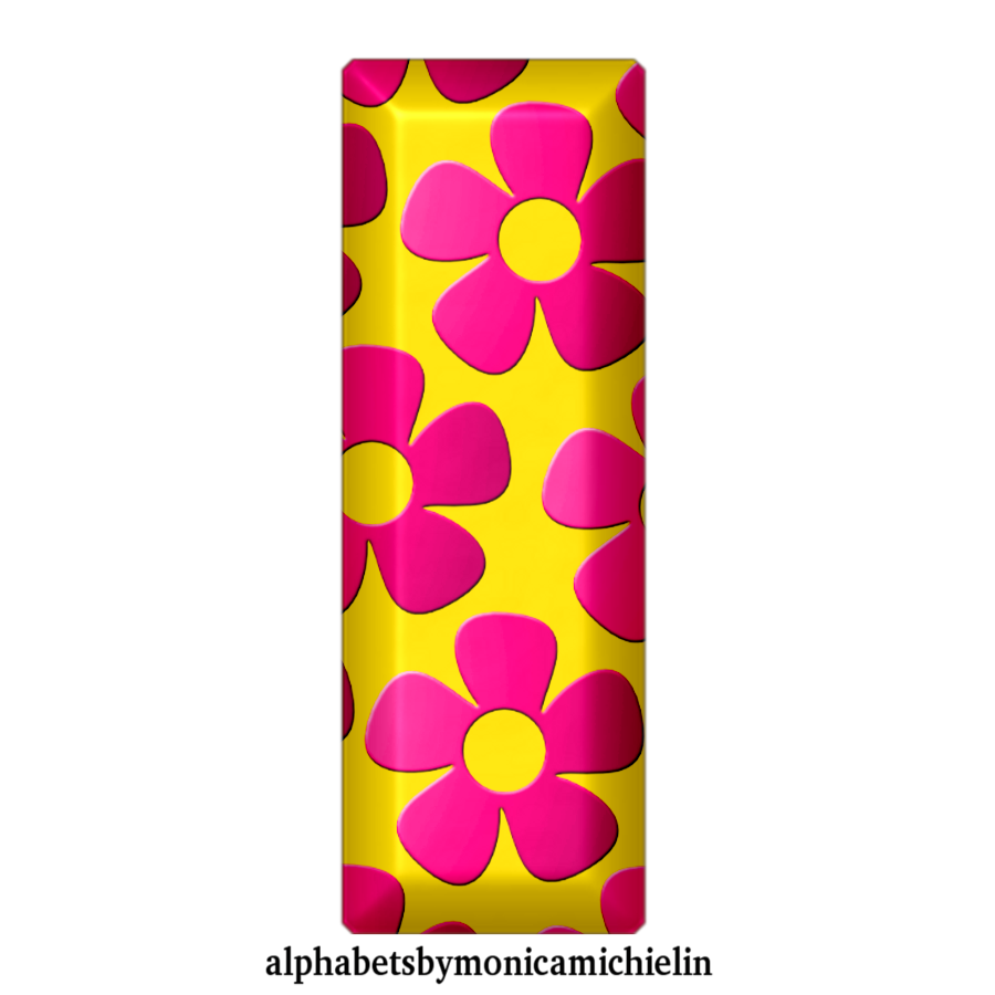 M. Michielin Alphabets: PINK FLOWERS YELLOW BACKGROUND ALPHABET ...