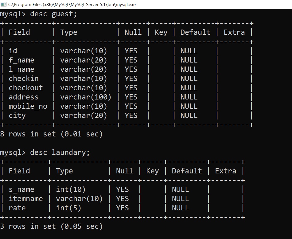 Hotel Management using Python and MySQL