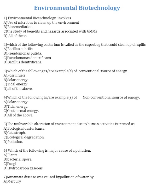 Environmental Biotechnology Question Bank