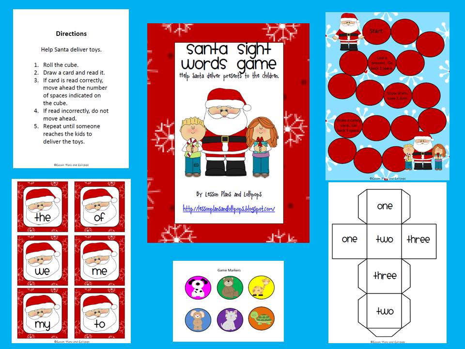 Lesson Plans and Lollipops: Santa Sight Words Game Freebie