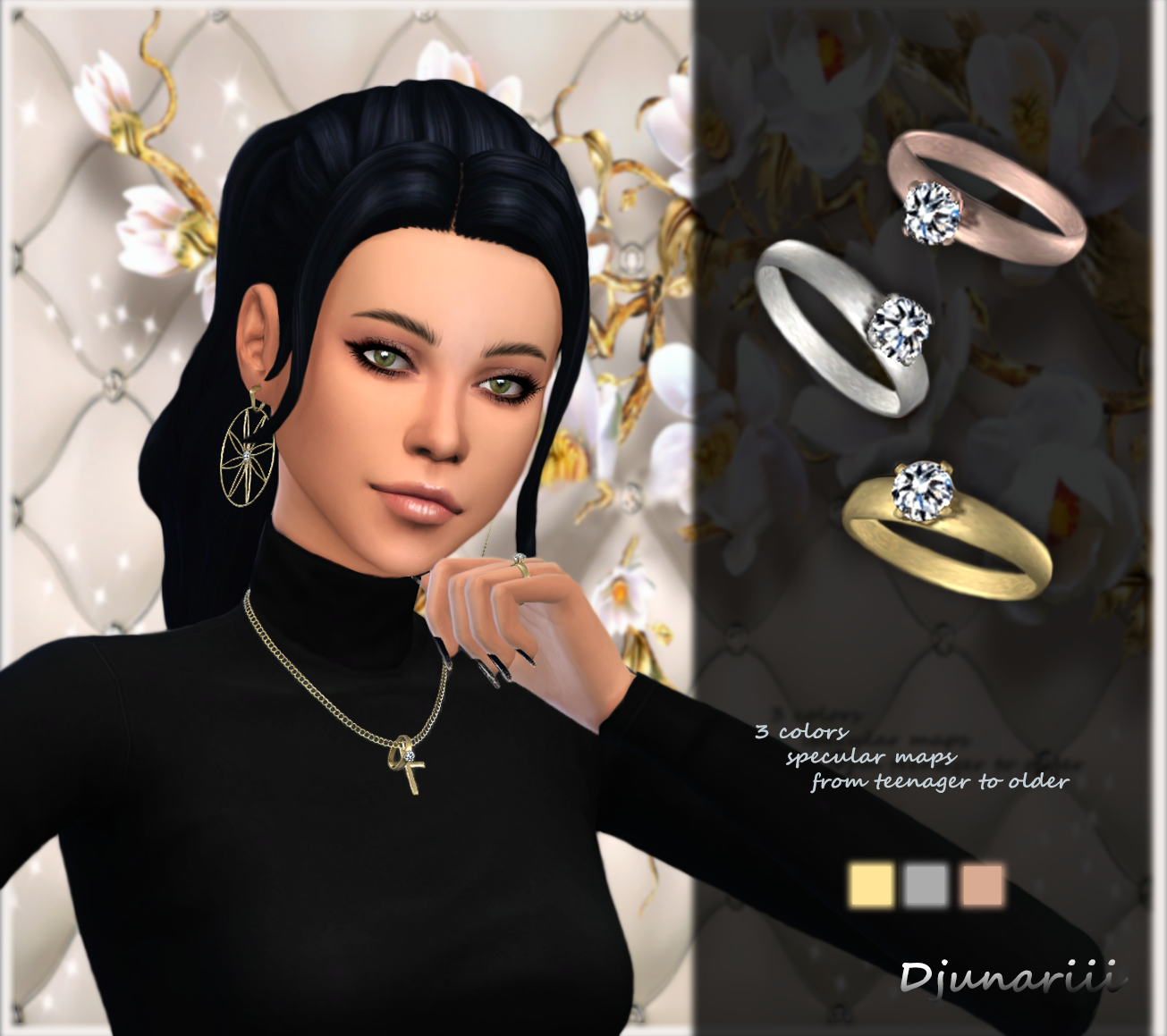 Custom Content for Sims 4: Autumn gold jewelry set