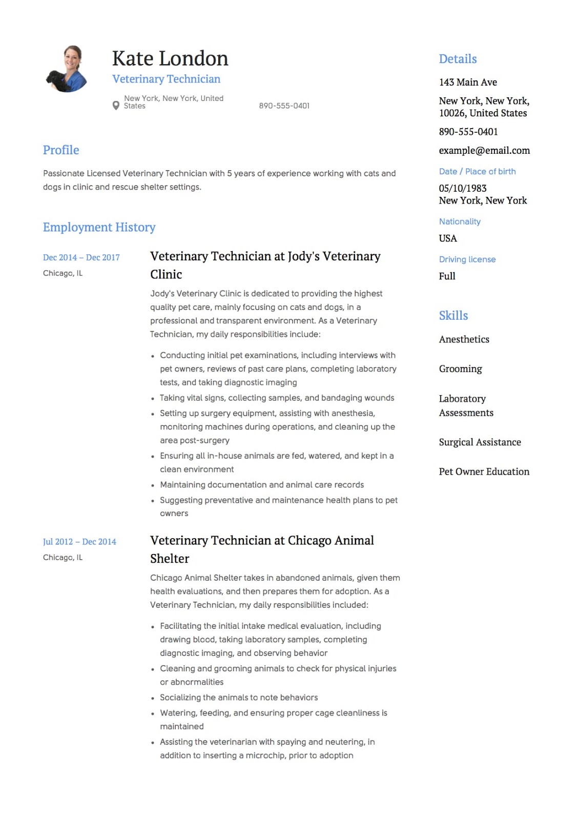 Vet Tech Resumes Samples 2021 Veterinary Technician Resumes 2022