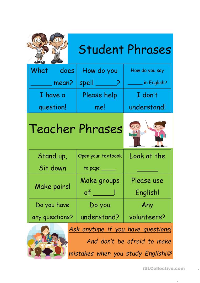 Useful school phrases