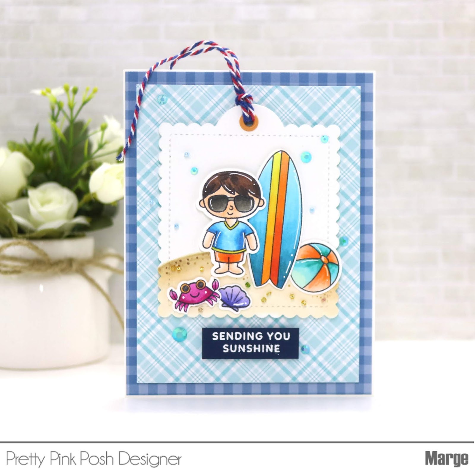Marge Crafts: Pretty Pink Posh Summer Theme Card 3 - Lovely Beach Duo