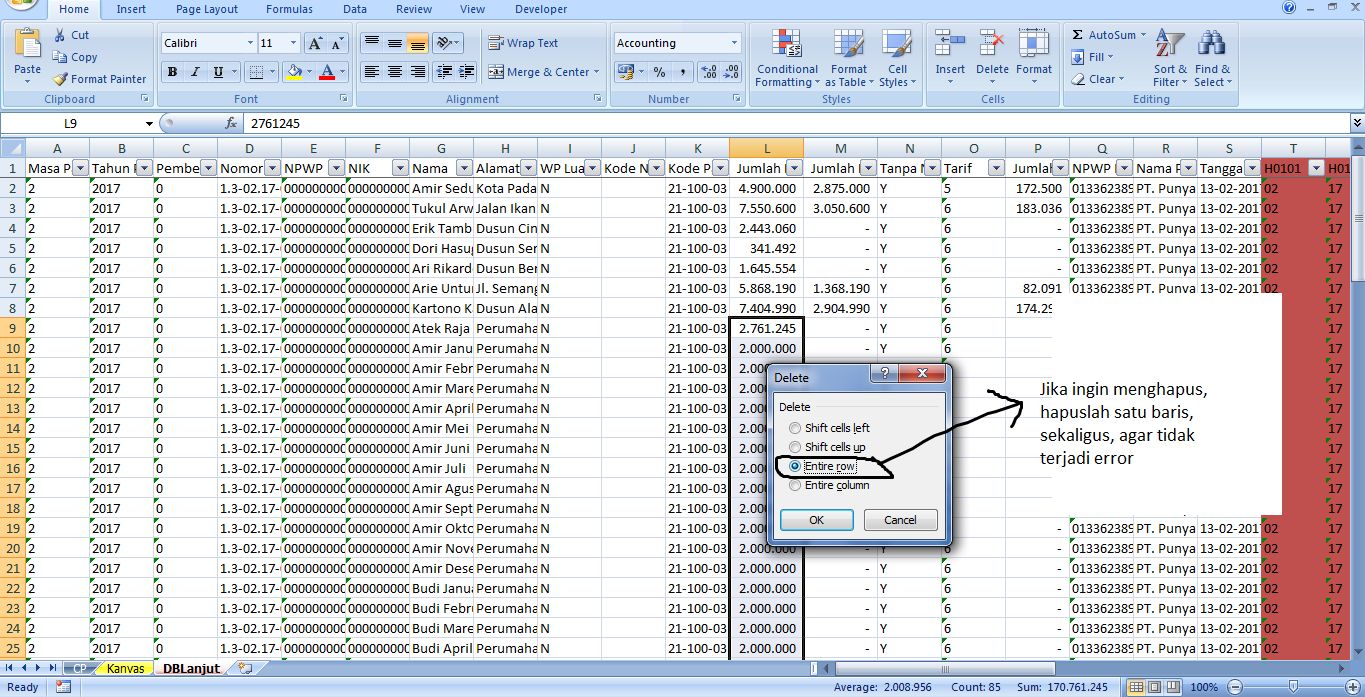 Blog Alat Bantu E-SPT: Cetak 1721_bp_tidak_final.csv dengan Excel