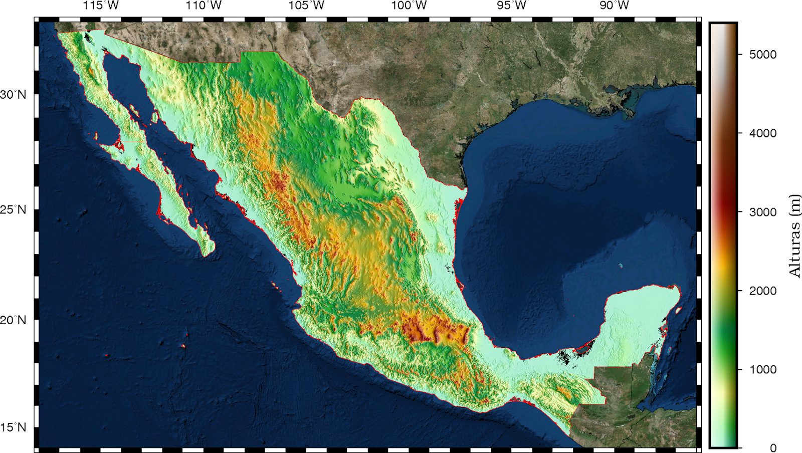 Mapas Geológicos: 15.2. Imagen Satelital + Topografia País.