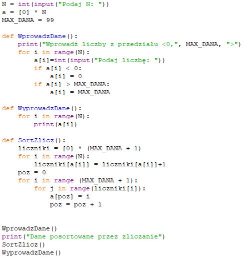 Stosowanie funkcji i list do zapisywania algorytmów porządkowania i ...