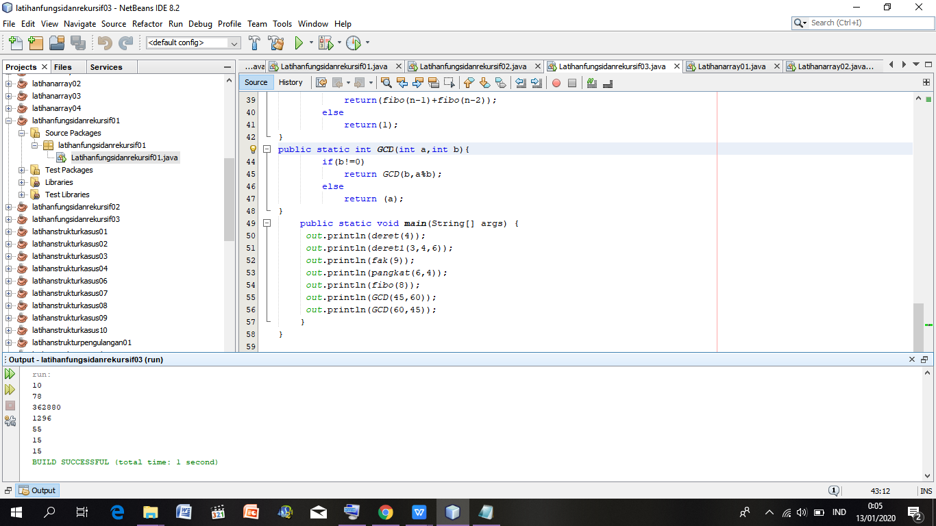 Rekursif : Faktorial, Fibonacci, Deret.
