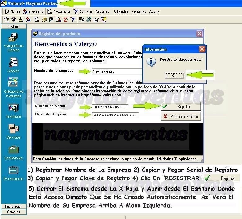 Sistema Administrativo Valery Versión 1.96 Estándar Serial y Registro ...