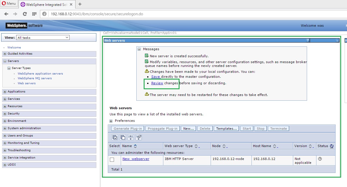 MiddlewareBox: How to Create Web Server in WAS 8.5