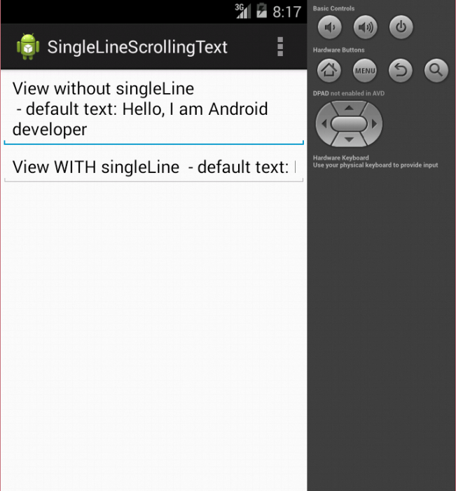 Android Basic Tutorial : Single Line Scrolling Text in any View