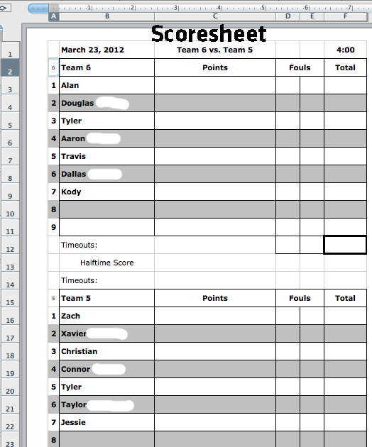 When Will I Use This Math?: Excel - Basketball League Scoresheet