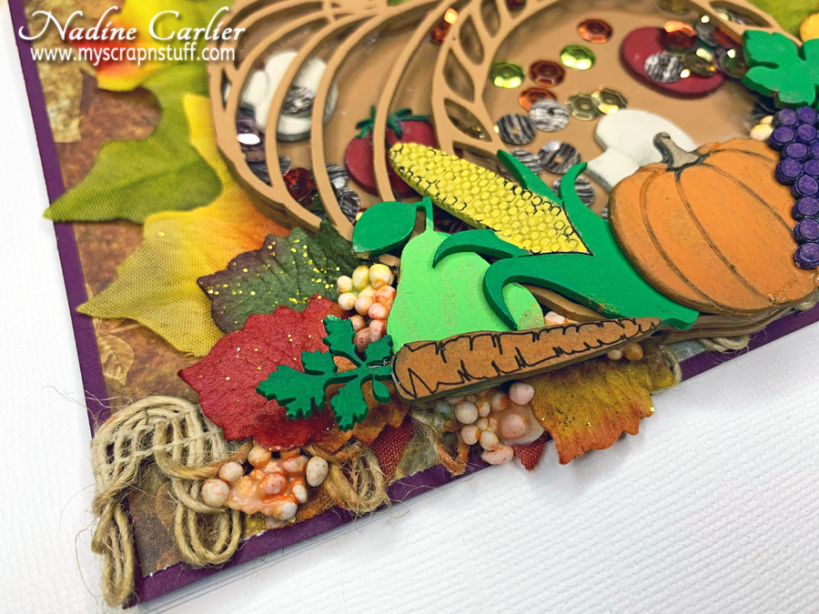 Cornucopia Thanksgiving Shaker Card ~ Nadine Carlier