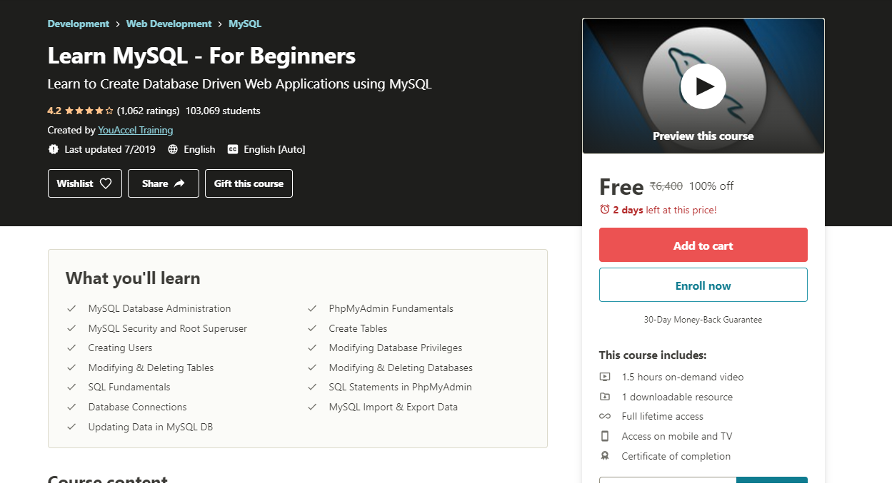 Learn MySQL - For Beginners