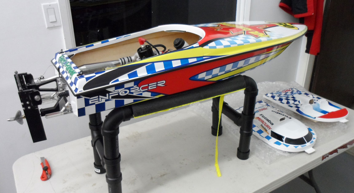 omecca custom graphic design: Enforcer RC Boat Graphics