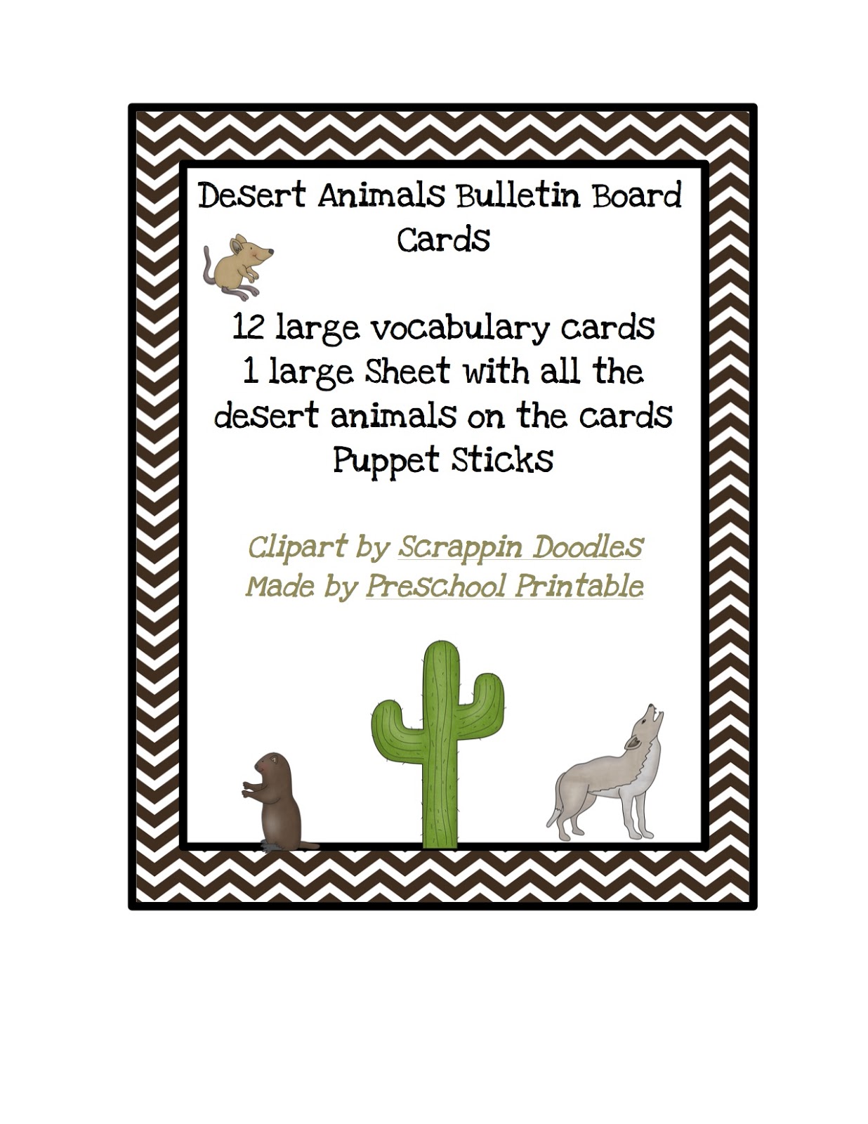 Desert Animals Bulletin Board Cards Preschool Printables