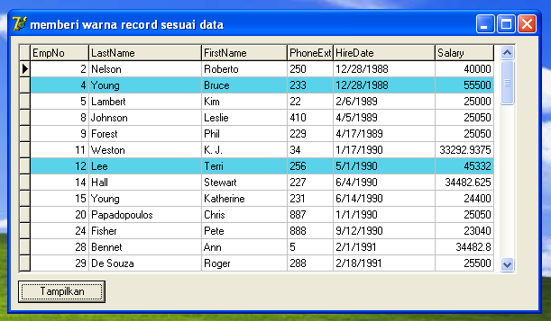 Memberi Warna pada record DBGRID sesuai data pada Delphi