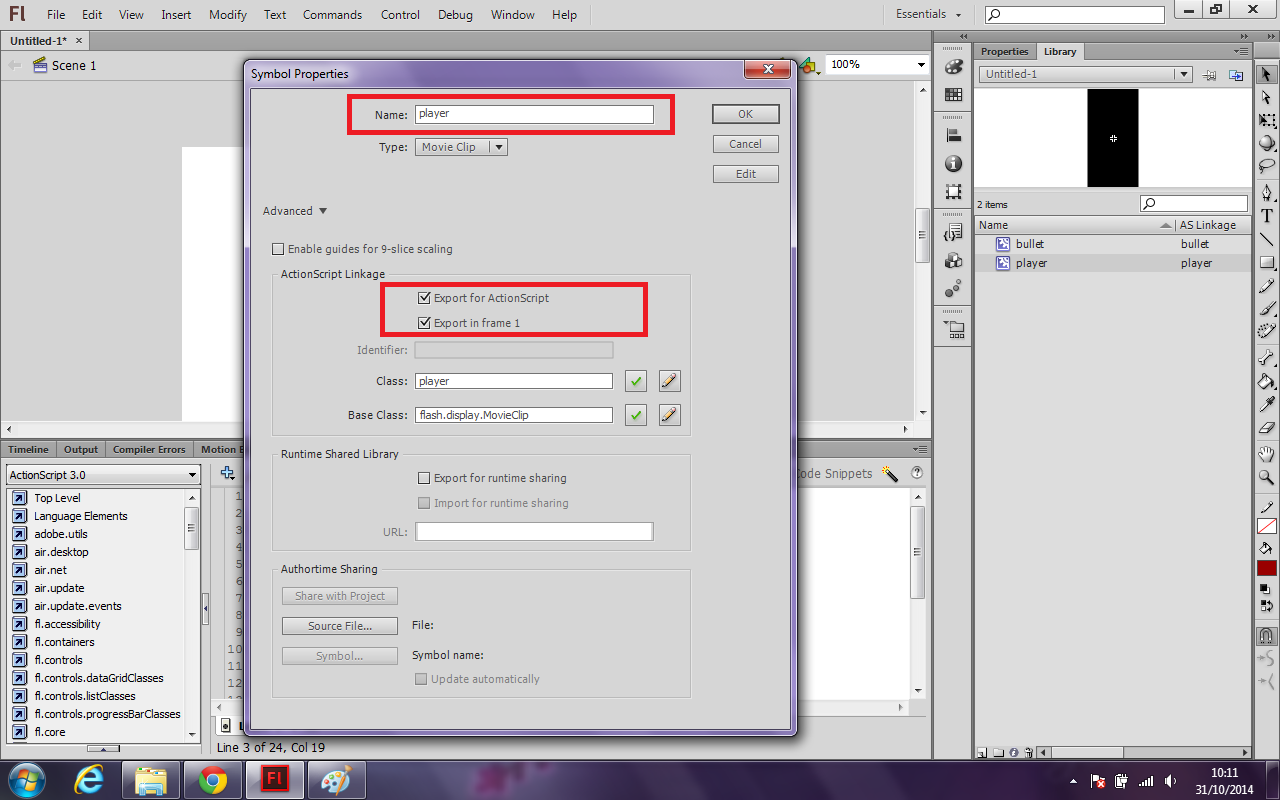 Basic Flash Actionscript 3 Shooting Game Tutorial - Flash College
