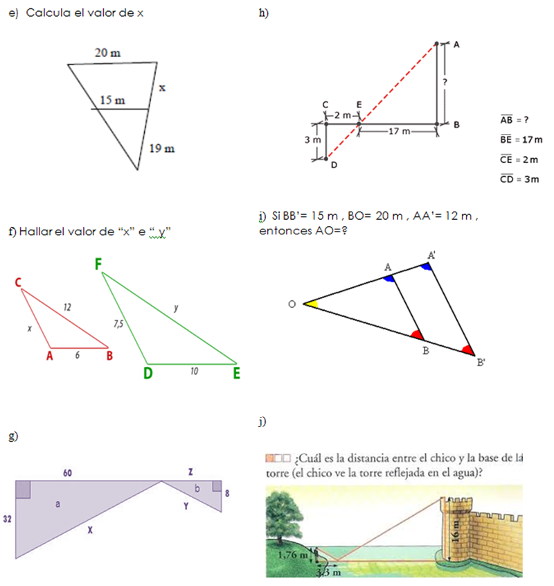 Ejercicios de Semejanza de Triángulos