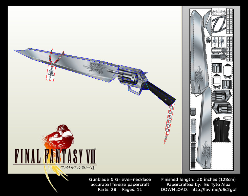 Final Fantasy VIII - Life Size Gunblade Papercraft | Papercraft ...