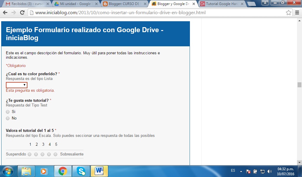 CURSO DE FORMACIÓN INTEGRAL 2017: FORMULARIOS