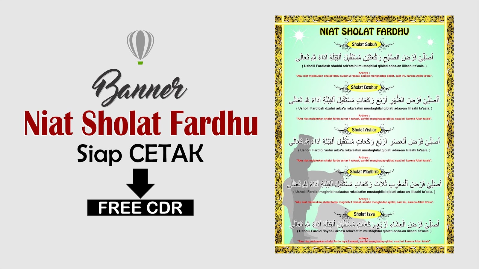 Banner Niat Sholat 5 Waktu Format CorelDraw (Free CDR) Siap Cetak ...