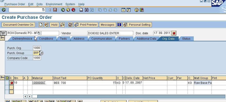SAP User MM Manual - Create Purchase Order - T Code- ME21N