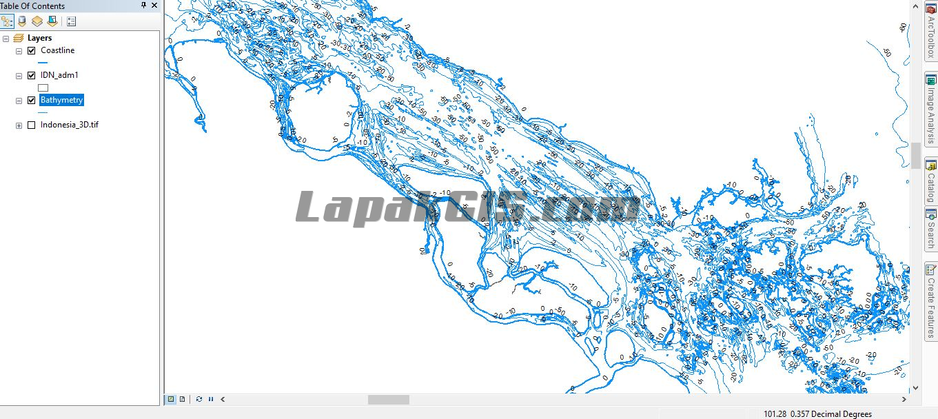 SHP Peta Garis Kontur Batimetri dan Coastline Indonesia Gratis - Lapak GIS