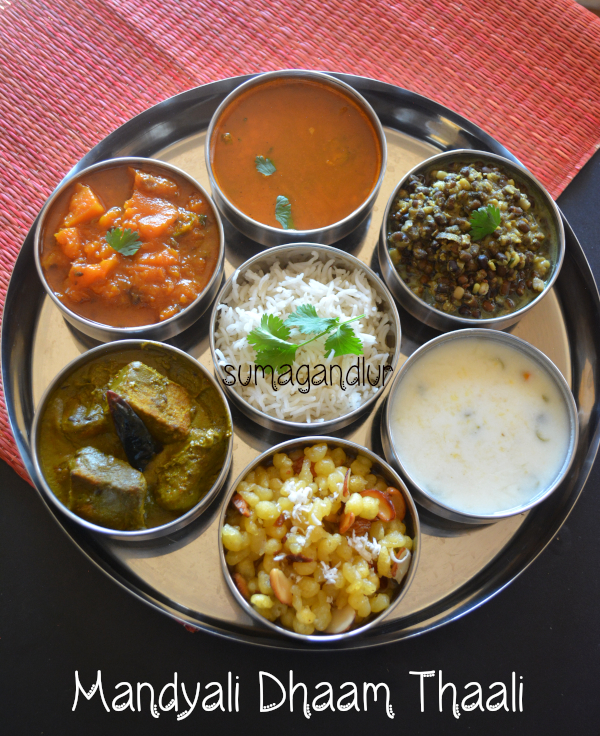 Veggie Platter: Mandyali Dham ~ Kaddu ka Khatta