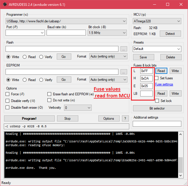 Atmega328/P: Basic Circuit and Configuring Fuse Bits