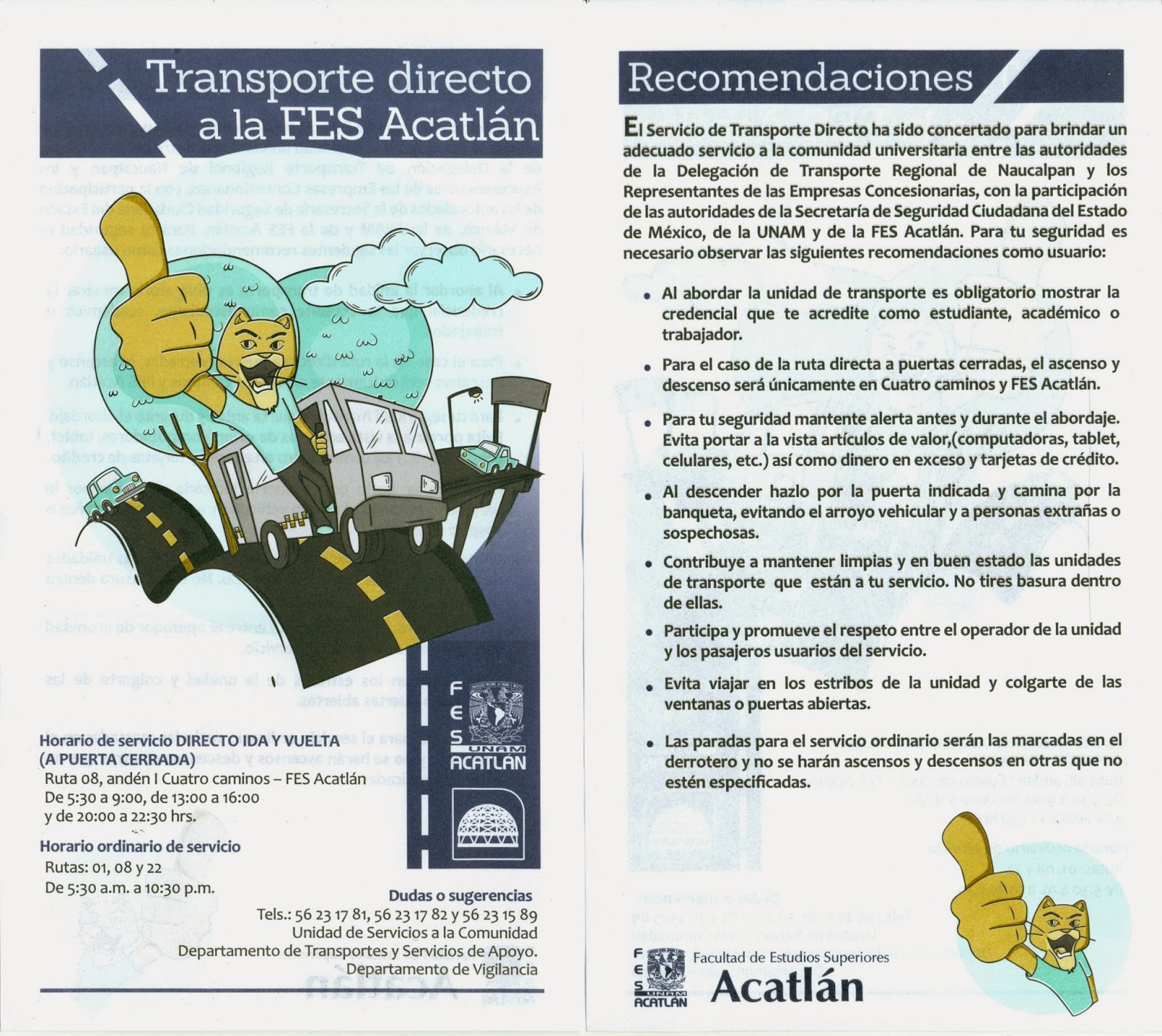 Ingeniería Civil Acatlán: TRANSPORTE DIRECTO PARA TU SEGURIDAD