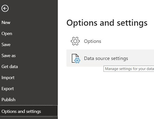 Power BI - Change your data source credentials (settings)