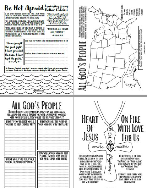 Look to Him and be Radiant: St. Frances Xavier Cabrini Activity Books